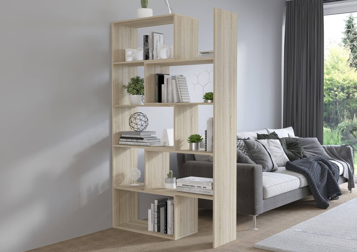 Regał wysoki Carl dąb sonoma jasny idealny regał do biura gabinetu lub ...