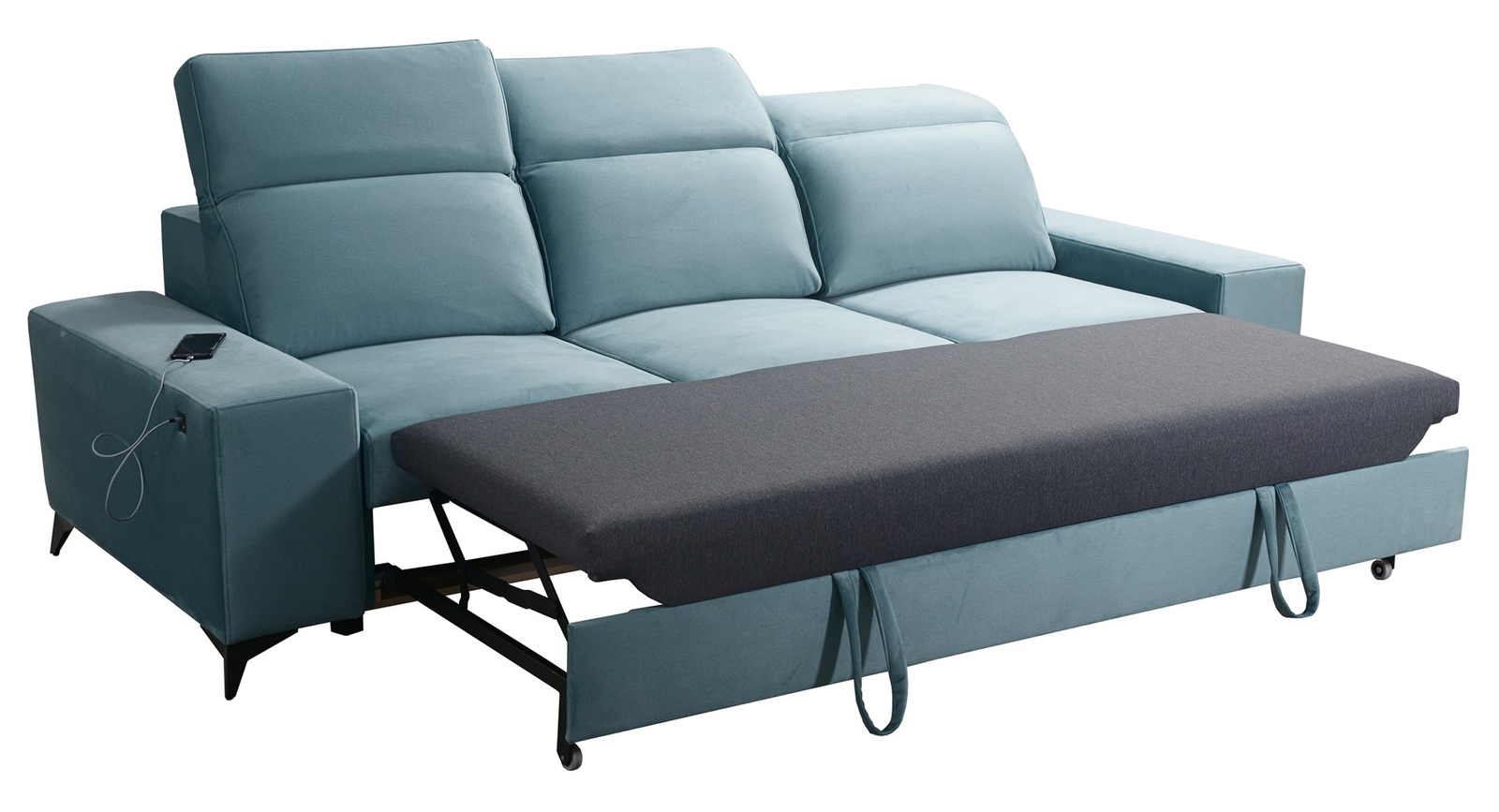 Sofa z funkcją spania Kelly beżowa stylowa sofa do salonu o prostym ...