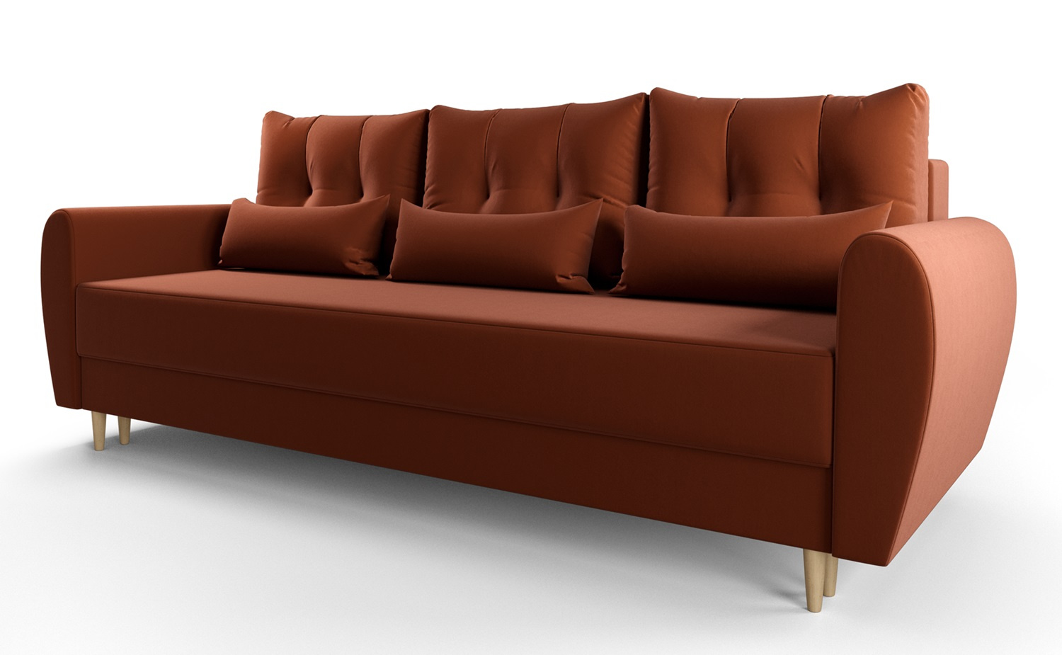 Sofa z funkcją spania Rovigo ceglasta lekka forma o eleganckim ...