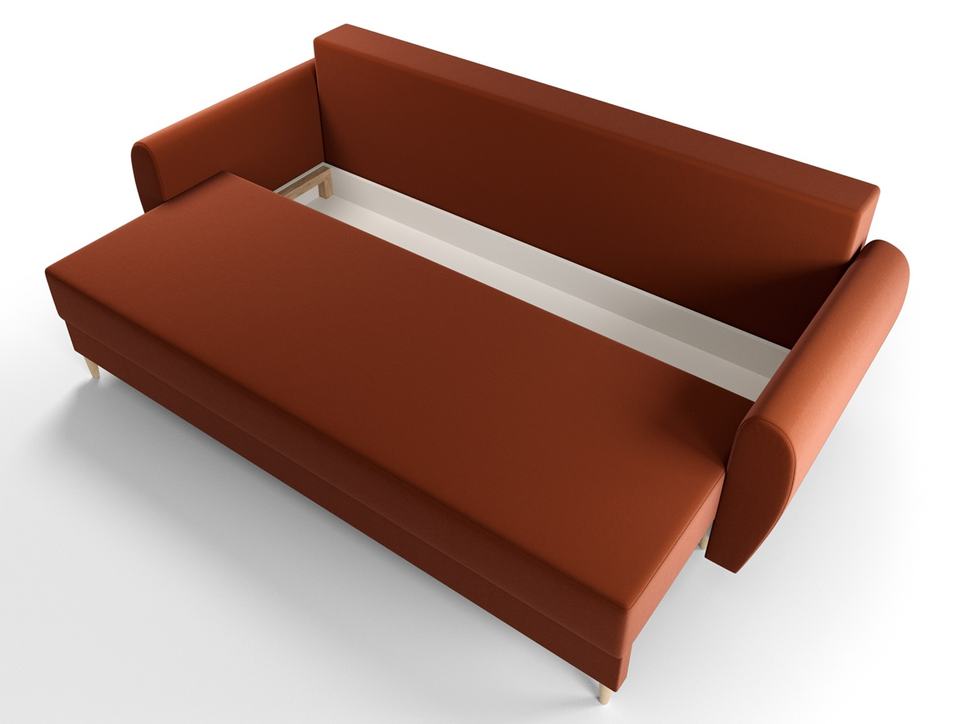 Sofa z funkcją spania Rovigo ceglasta lekka forma o eleganckim ...