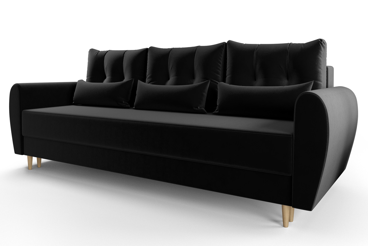 Sofa z funkcją spania Rovigo czarna lekka forma o eleganckim ...