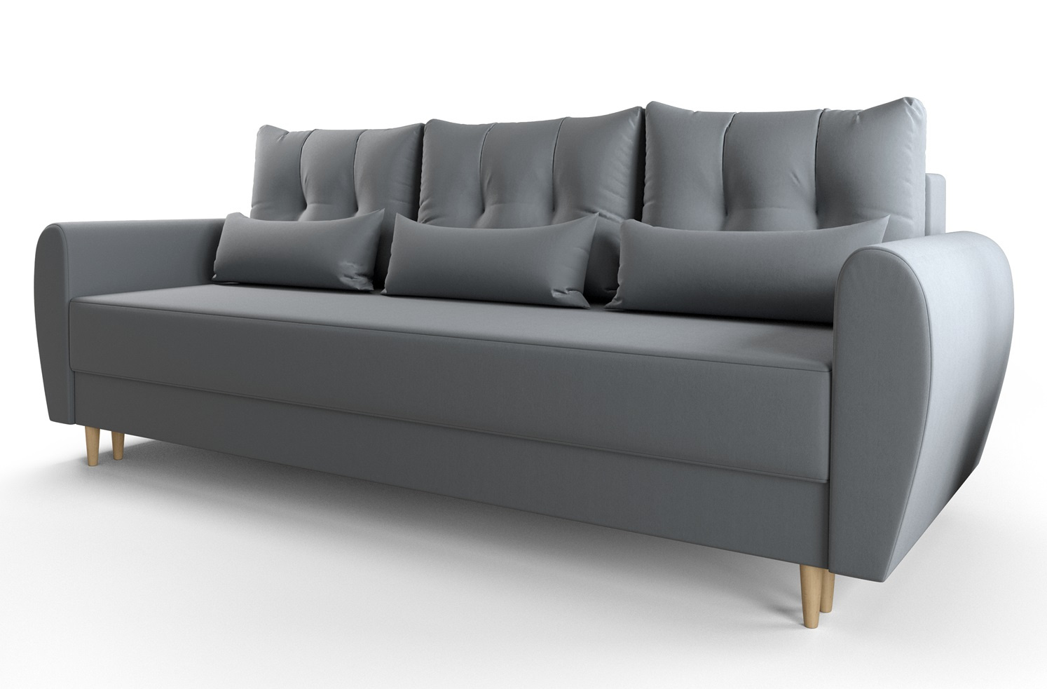 Sofa z funkcją spania Rovigo szary błękit lekka forma o eleganckim ...